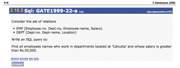 Databases: GATE CSE 1999 | Question: 22-a