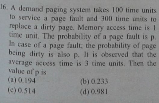 Operating System: Average memory acces time