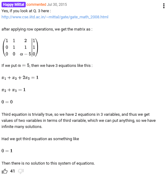 Linear Algebra: GATE CSE 2008 | Question: 3