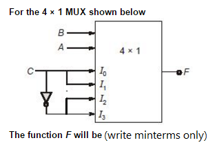 Digital Logic: Function F implemented using MUX