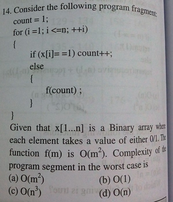 Algorithms Complexity Of The Following Program Segment 