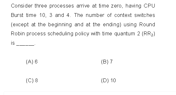 Operating System Ace Test Series Operating System Process Schedule