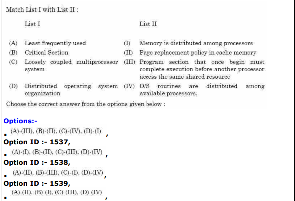 Operating System Ugc Net Cse October 2022 Part 1 Question 59