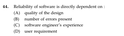 IS&Software Engineering: UGC NET CSE | December 2006 | Part 2 | Question: 44