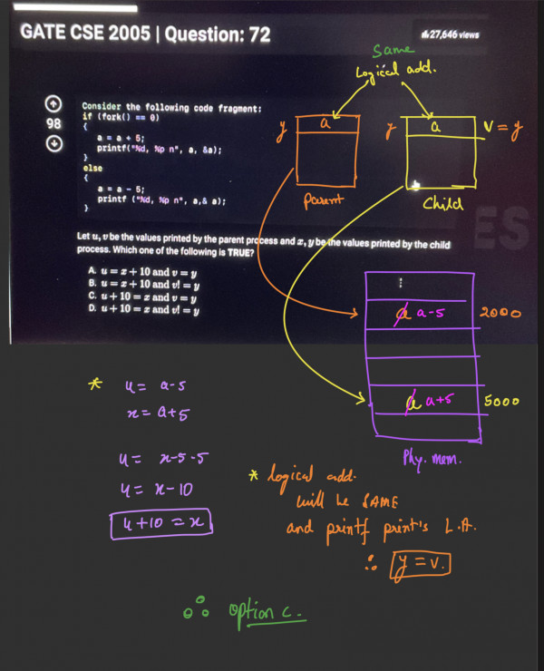 Operating System: GATE CSE 2005 | Question: 72