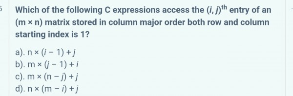 Programming in C: Column Major Order