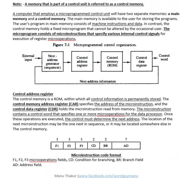 COA:- Micro programmed control unit size - GATE Overflow