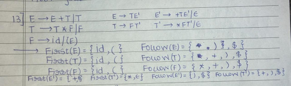 Compiler Design First And Follow Question 1252