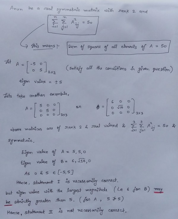 Linear Algebra: GATE CSE 2017 Set 1 | Question: 31