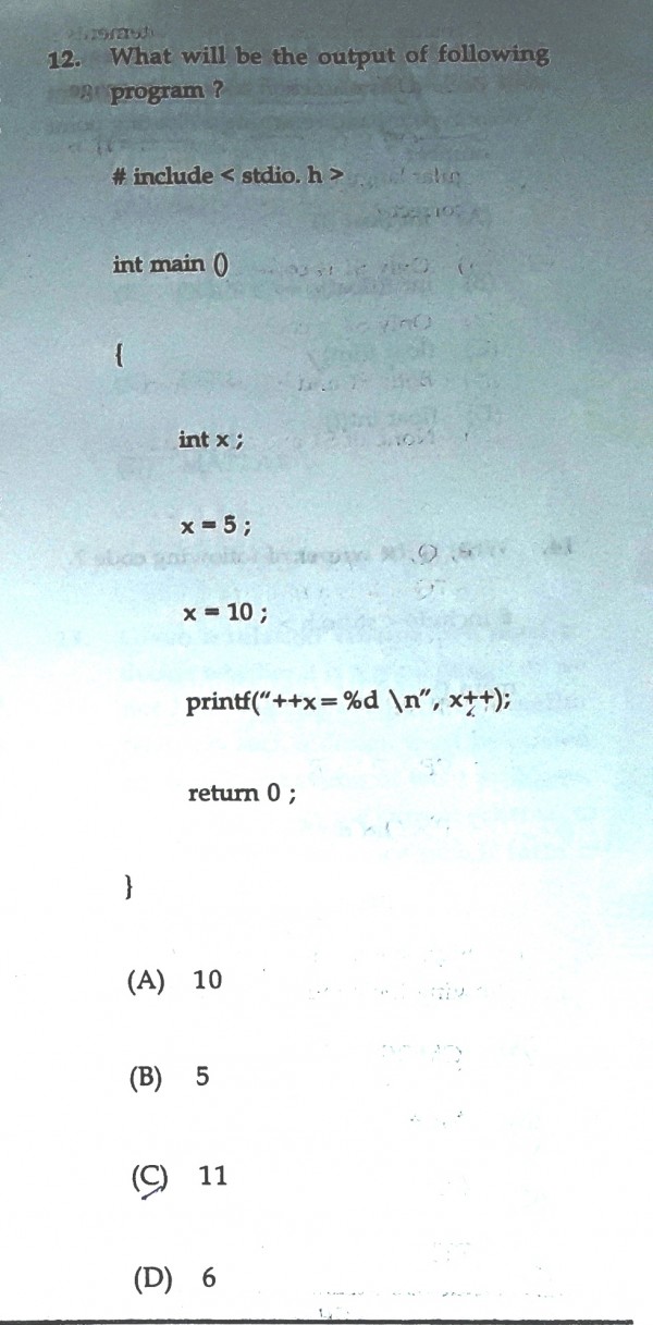 Programming in C: program output
