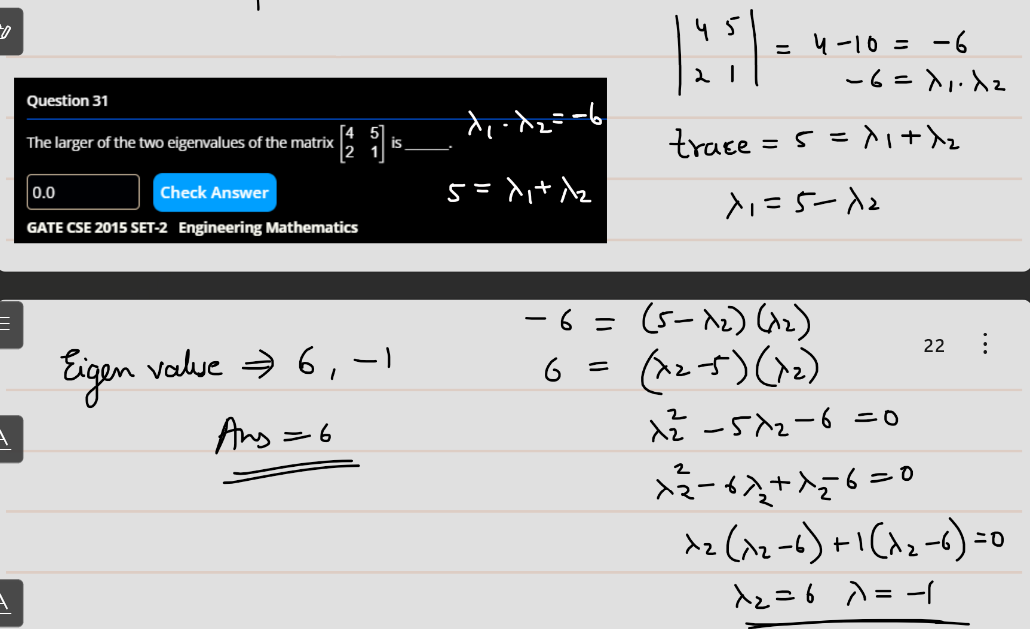 Linear Algebra: GATE CSE 2015 Set 2 | Question: 5