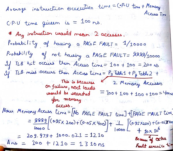 Operating System: Finding effective average instruction execution time