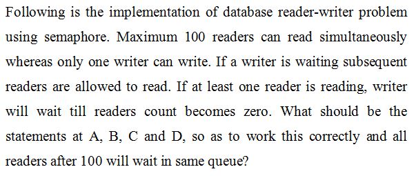 Operating System Ace Test Series Operating System Reader Writer Problem