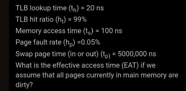 Operating System: TLB Effective Access Time