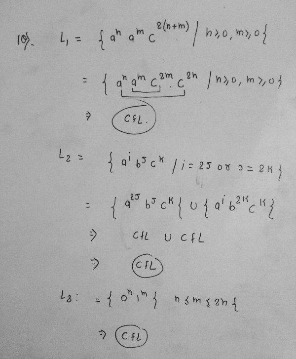 Theory of Computation: Which of the the languages are CFL ( and not )