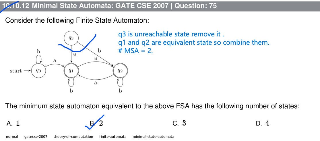 Theory of Computation: GATE CSE 2007 | Question: 75