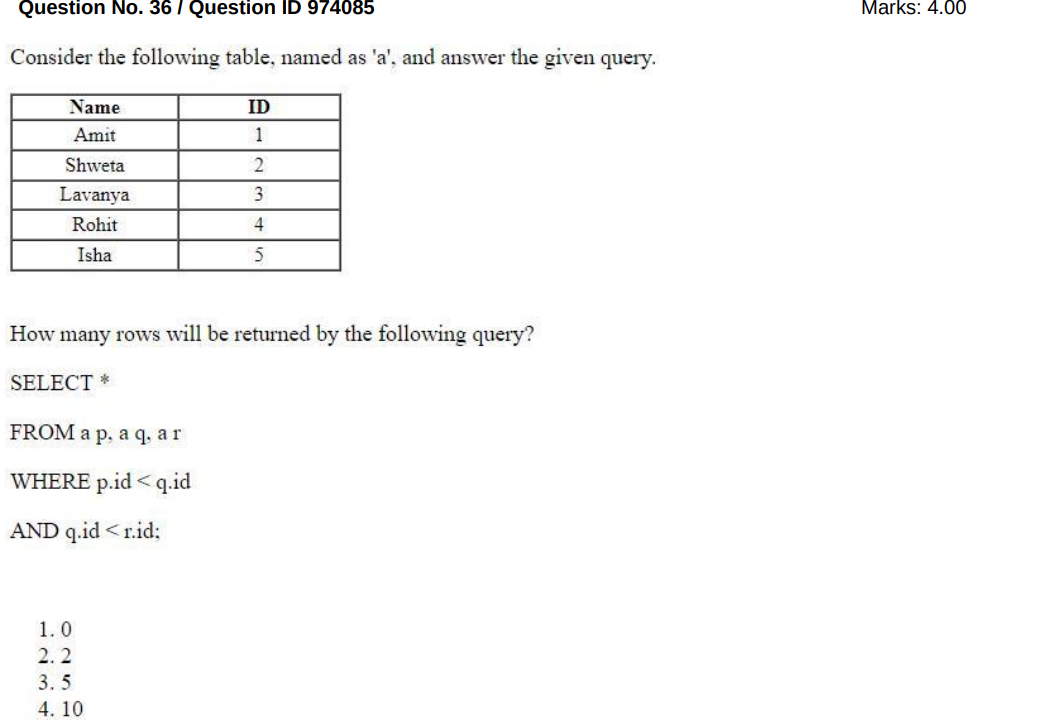 Others: NTA PhD Entrance Examination CS 2023| Part 2 Question: 36