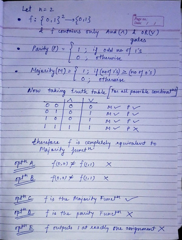 Digital Logic: TIFR CSE 2014 | Part B | Question: 17