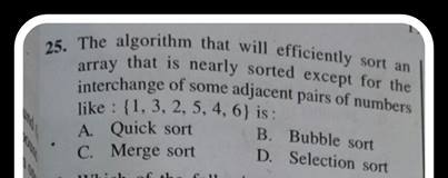 Algorithms: efficient algo for nearly sorted array
