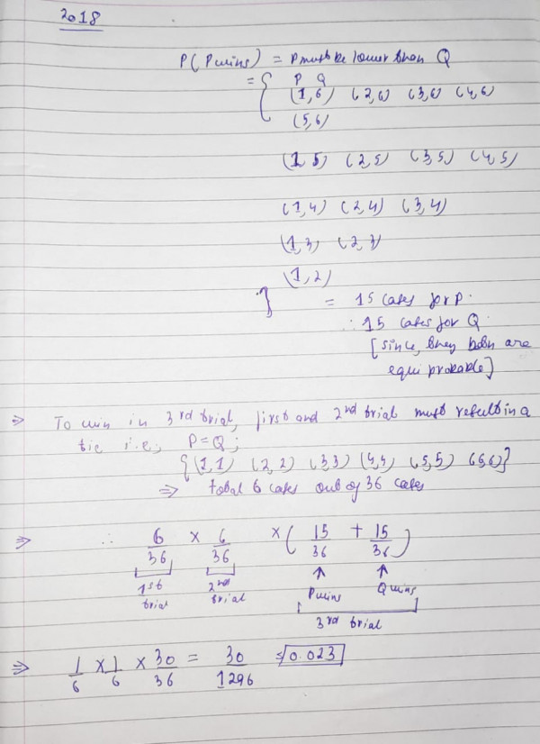 Probability: GATE CSE 2018 | Question: 15