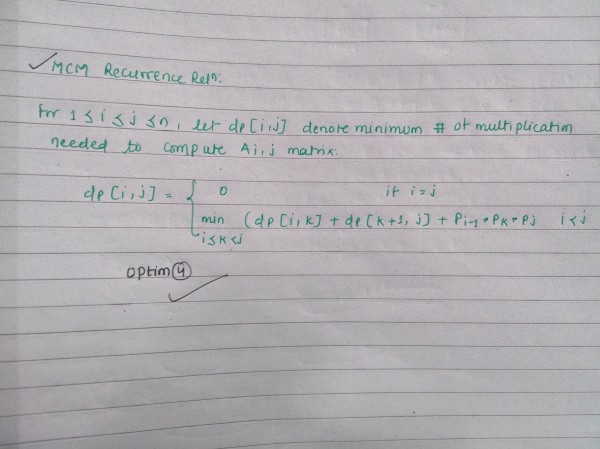 Algorithms: Matrix chain multiplication