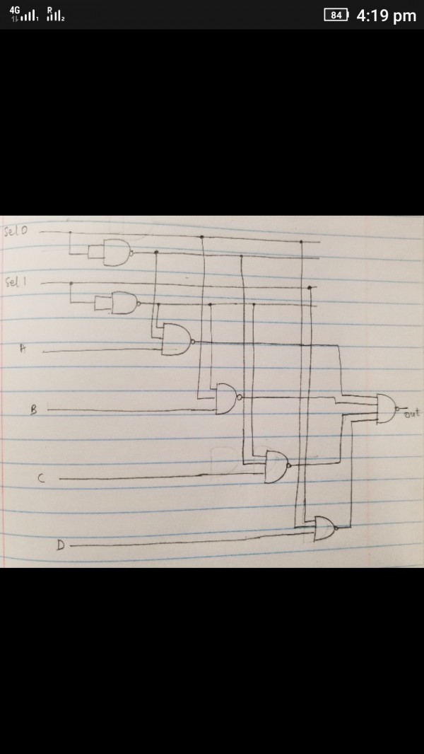 Digital Logic: how many nand gate are needed to make 4x1 mux