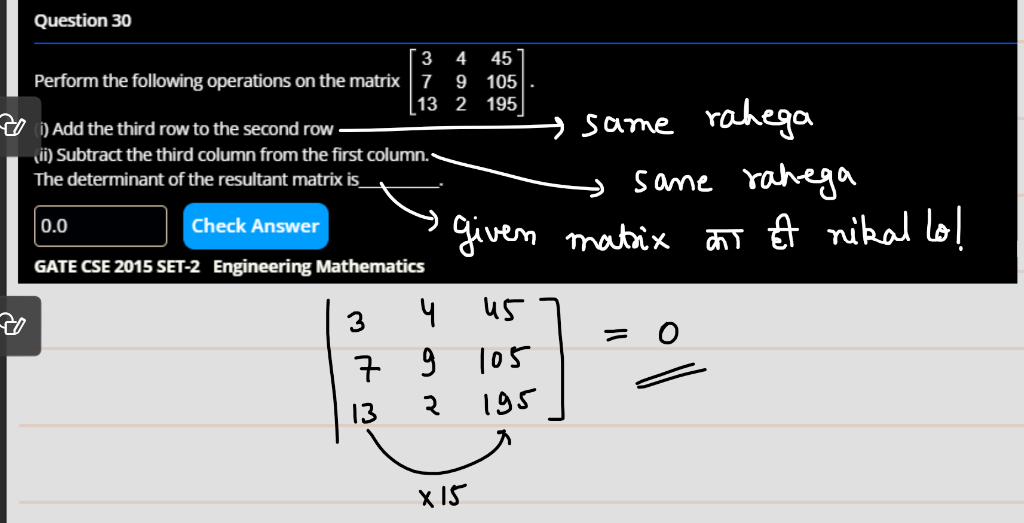 Linear Algebra: GATE CSE 2015 Set 2 | Question: 27