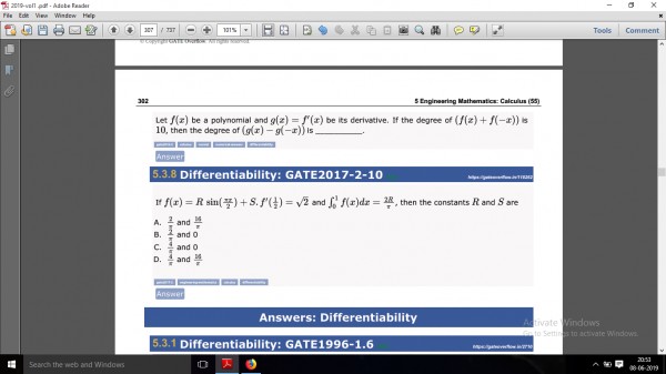 Calculus: GATE CSE 2017 Set 2 | Question: 10