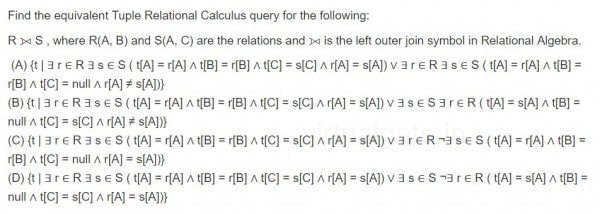Databases: TUPLE CALCULUS