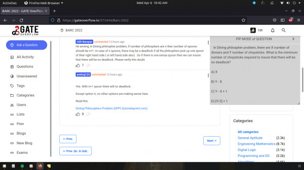 PIP Mode Enabled - Thanks to Shaik Masthan - GATE Overflow for GATE CSE
