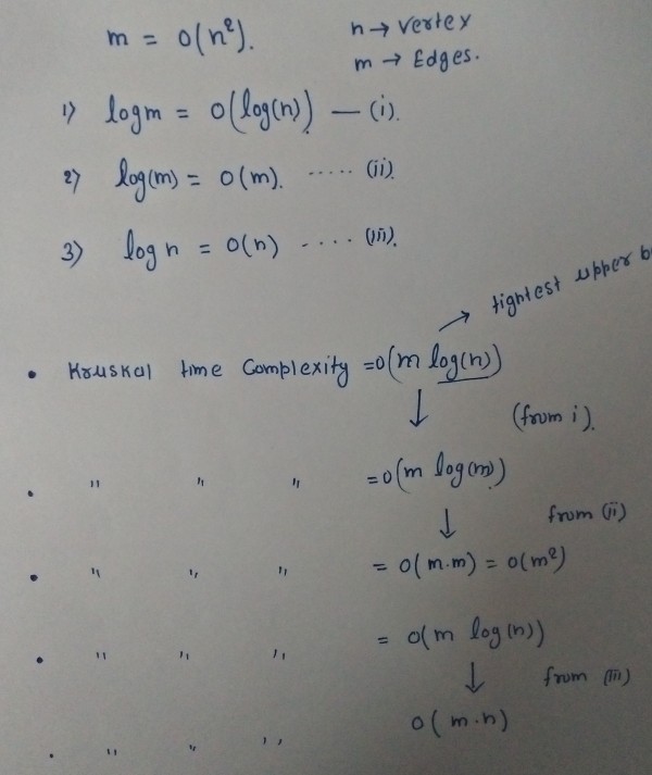 Algorithms Algorithms How Is This Equivalent In Kruskals Algorithms Time Complexity 0241