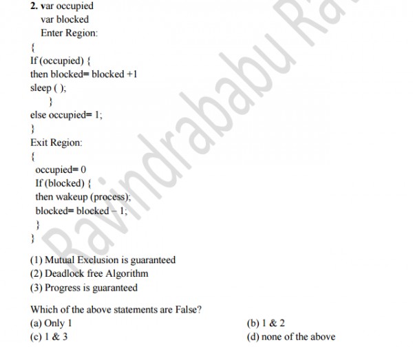 Operating System: os qus practice
