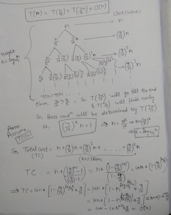 Algorithms Algorithm Help Solving Recurrence Of Select Algorithm With Guaranteed Linear Time On