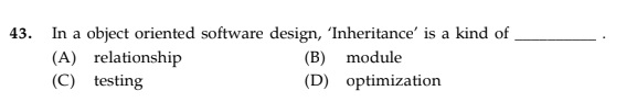 IS&Software Engineering: UGC NET CSE | December 2006 | Part 2 | Question: 43