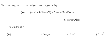 Algorithms: The running time of an algorithm is given by T(n) = T(n-1 ...