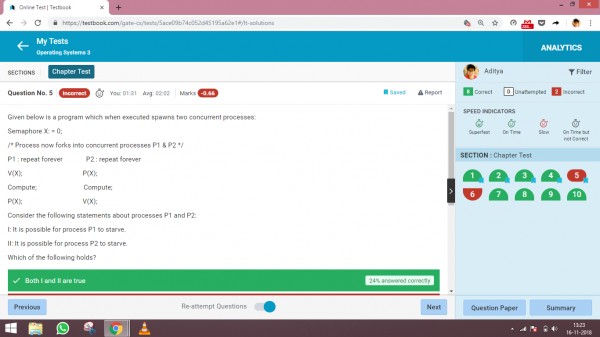 Operating System: Testbook test series- how can P2 block P1?