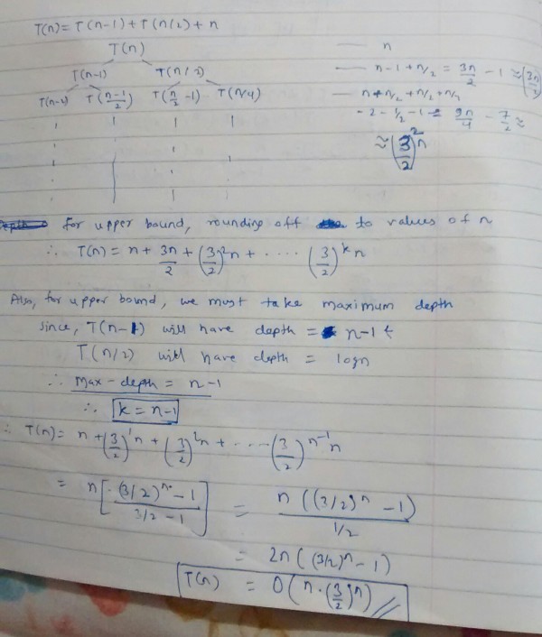 Algorithms: A better guess on upper bound