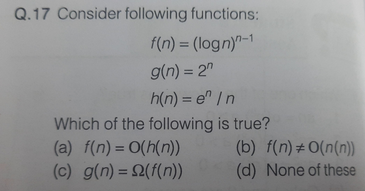 Algorithms Can Anyone Explain How To Compare These Functions Any 2781