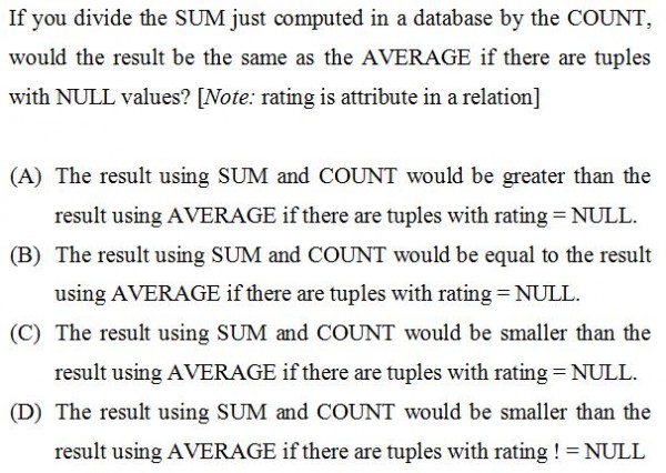 Databases Aggregate Function 