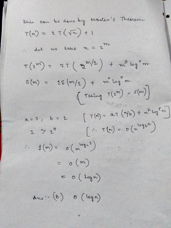 Algorithms Gate Cse 2017 Set 2 Question 30
