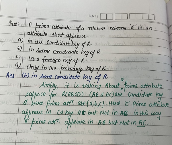 Databases: GATE CSE 2014 Set 3 | Question: 22