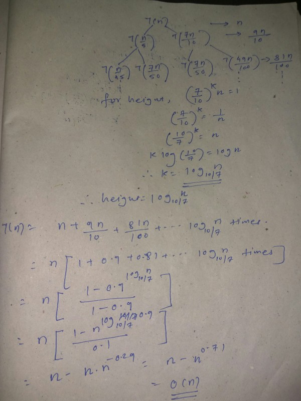 Algorithms Recurrence Relation 2706
