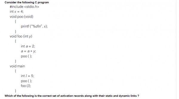 Compiler Design: Static vs Dynamic Links in activation records