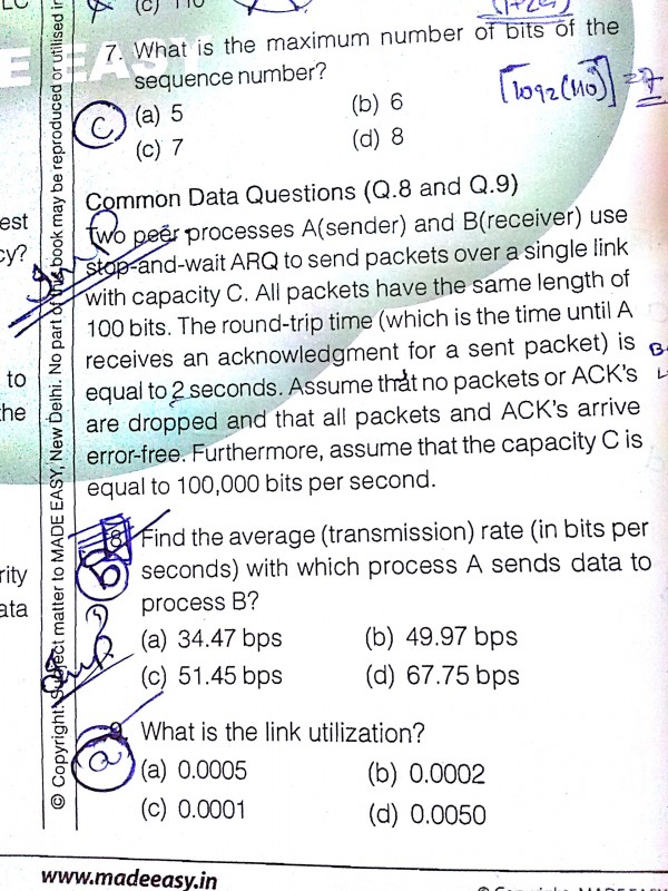 Computer Networks: MadeEasy Test Series: Computer Networks - Flow ...