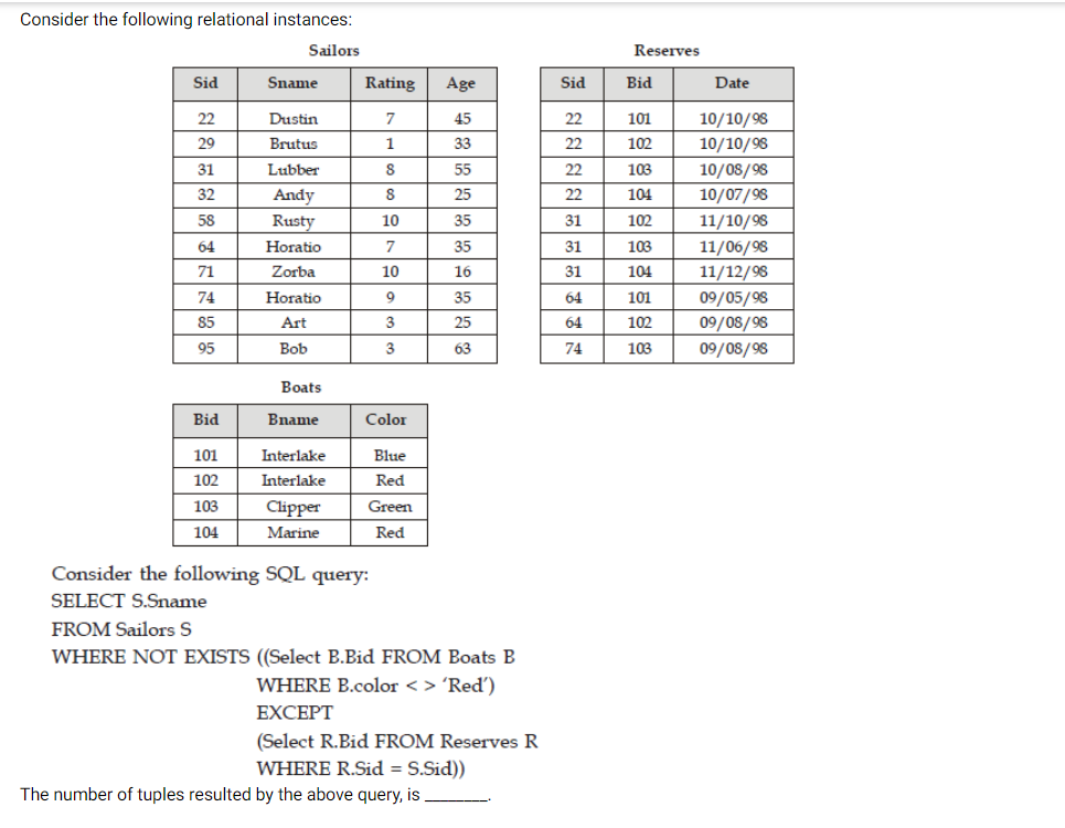 Databases Madeeasy Test Series How Many Tuples Will Be Present In The Output Of The Following 