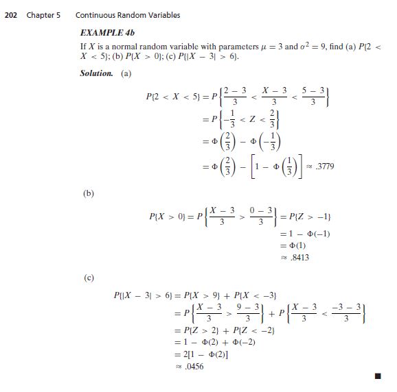 Probability: Sheldon Ross Normal Variable