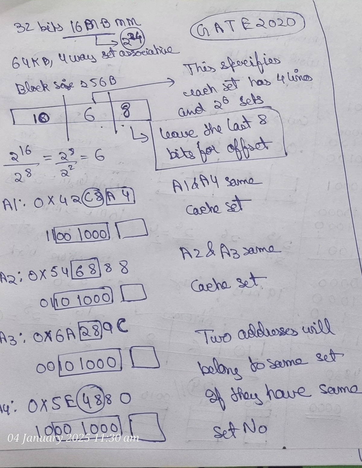 CO & Architecture: GATE CSE 2020 | Question: 30